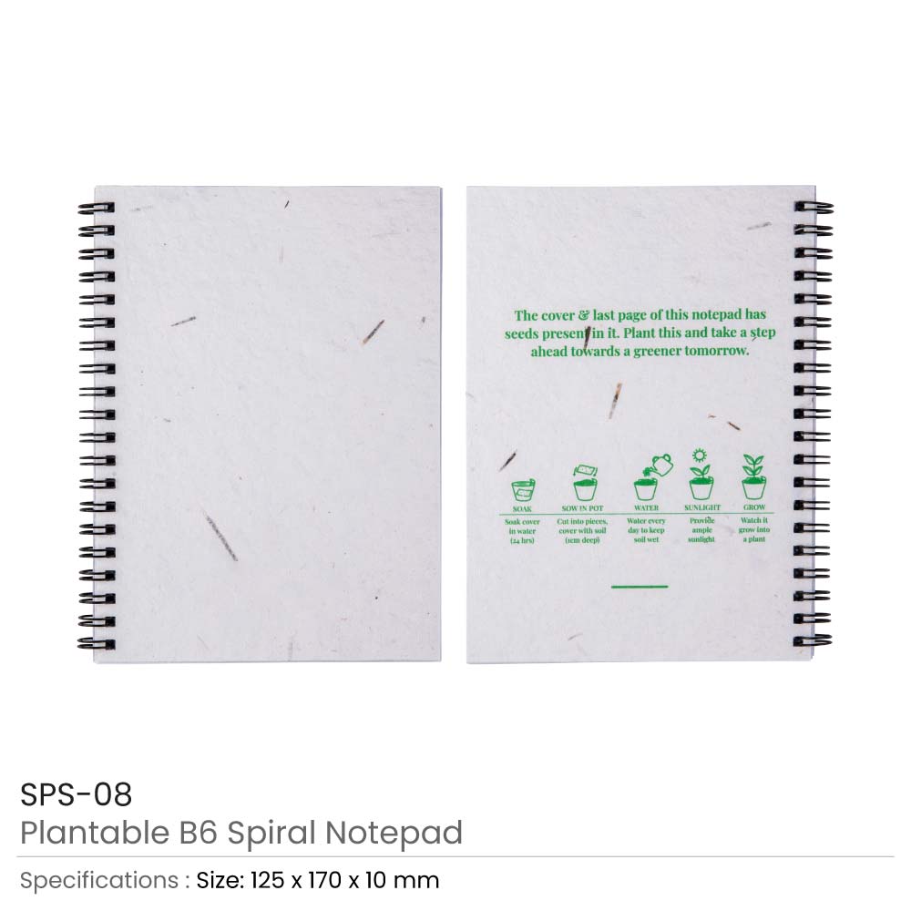 Plantable Notepads B6 with Seed Covers & Spiral Binding | Promotional ...